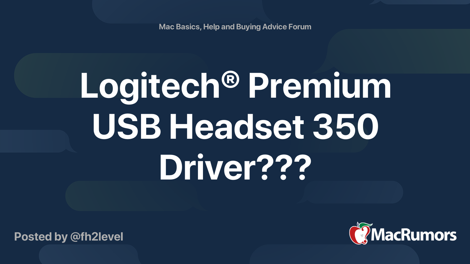 Logitech® Premium USB Headset 350 Driver??? | MacRumors Forums