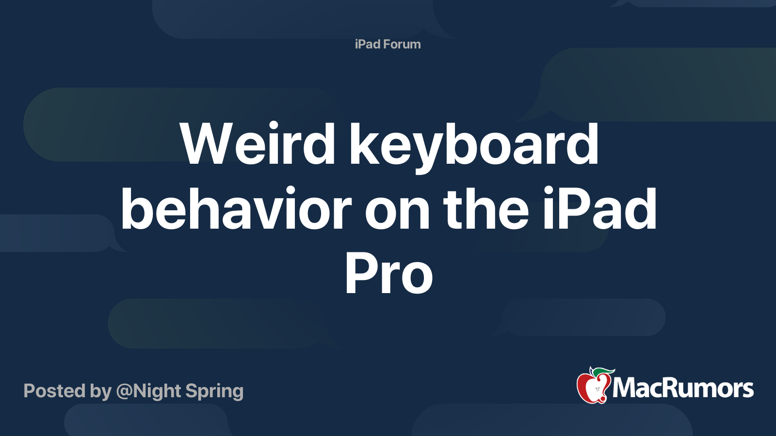 Weird keyboard behavior on the iPad Pro | MacRumors Forums