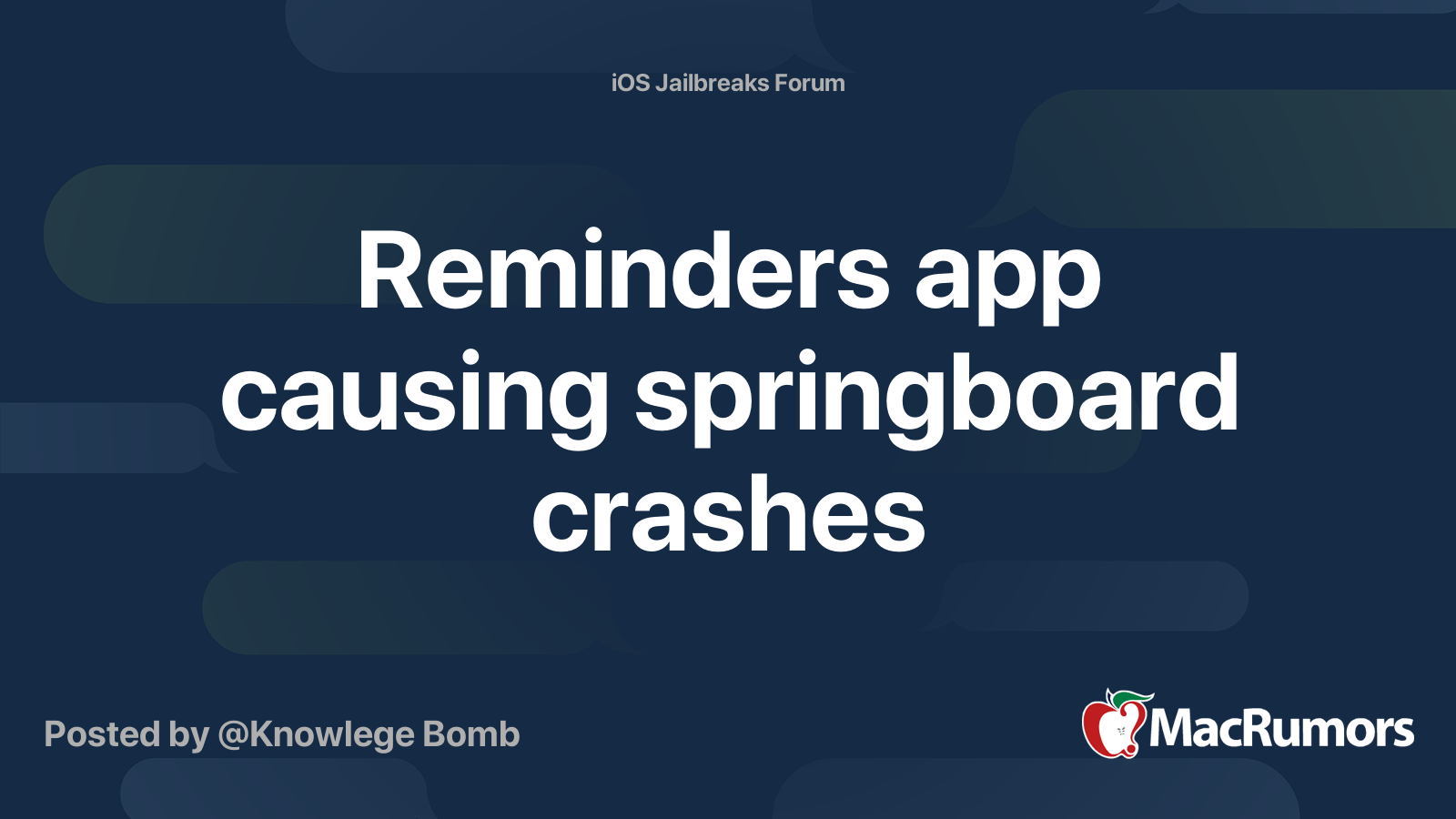 Reminders app causing springboard crashes | MacRumors Forums