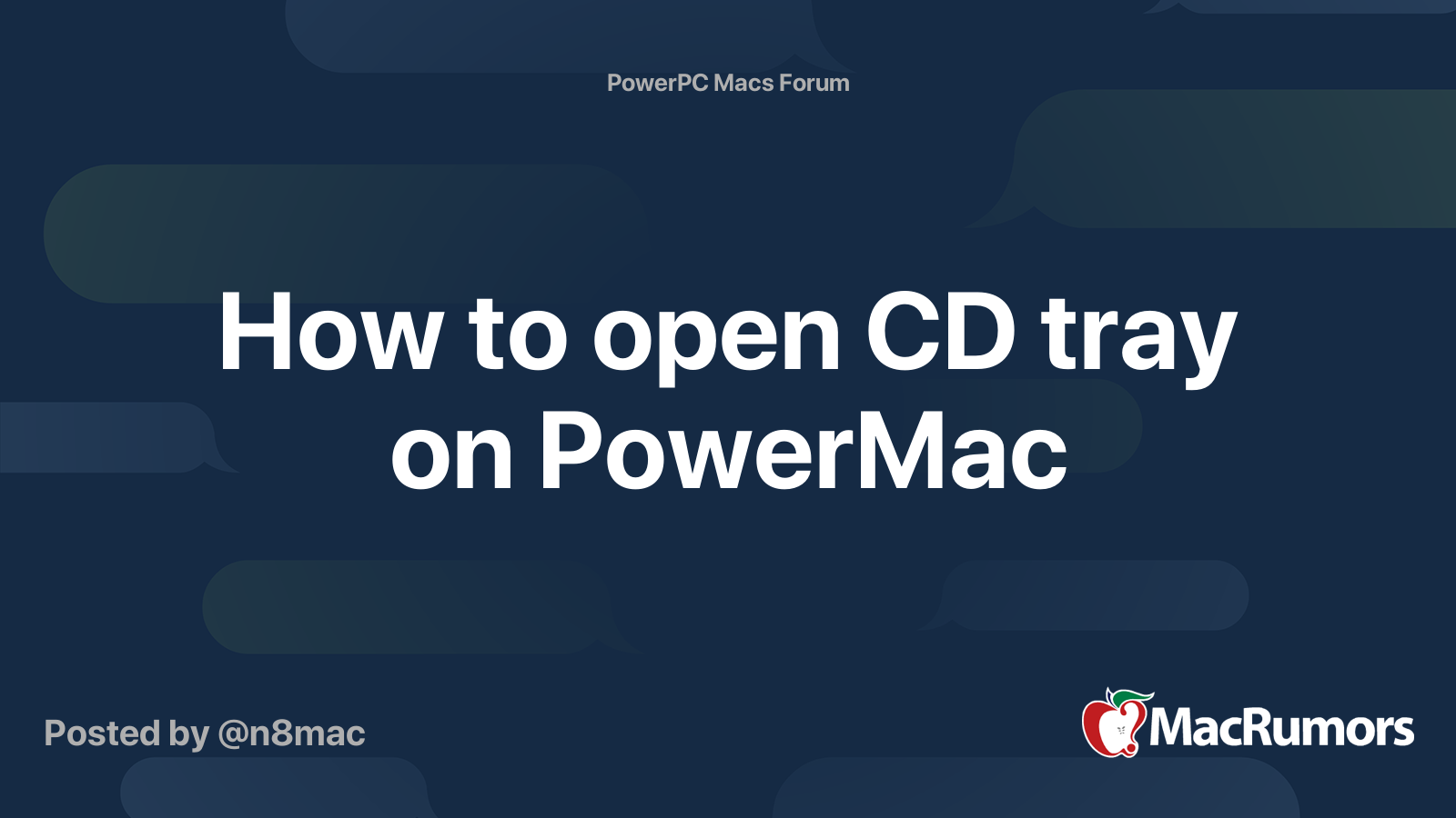 How to open CD tray on PowerMac | MacRumors Forums