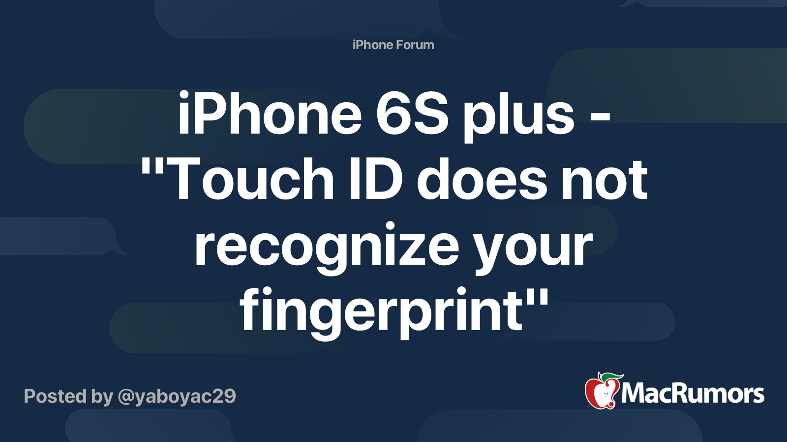 iPhone 6S plus - "Touch ID does not recognize your fingerprint ...