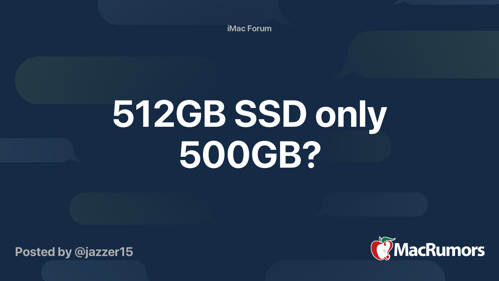 512GB SSD only 500GB? | MacRumors Forums