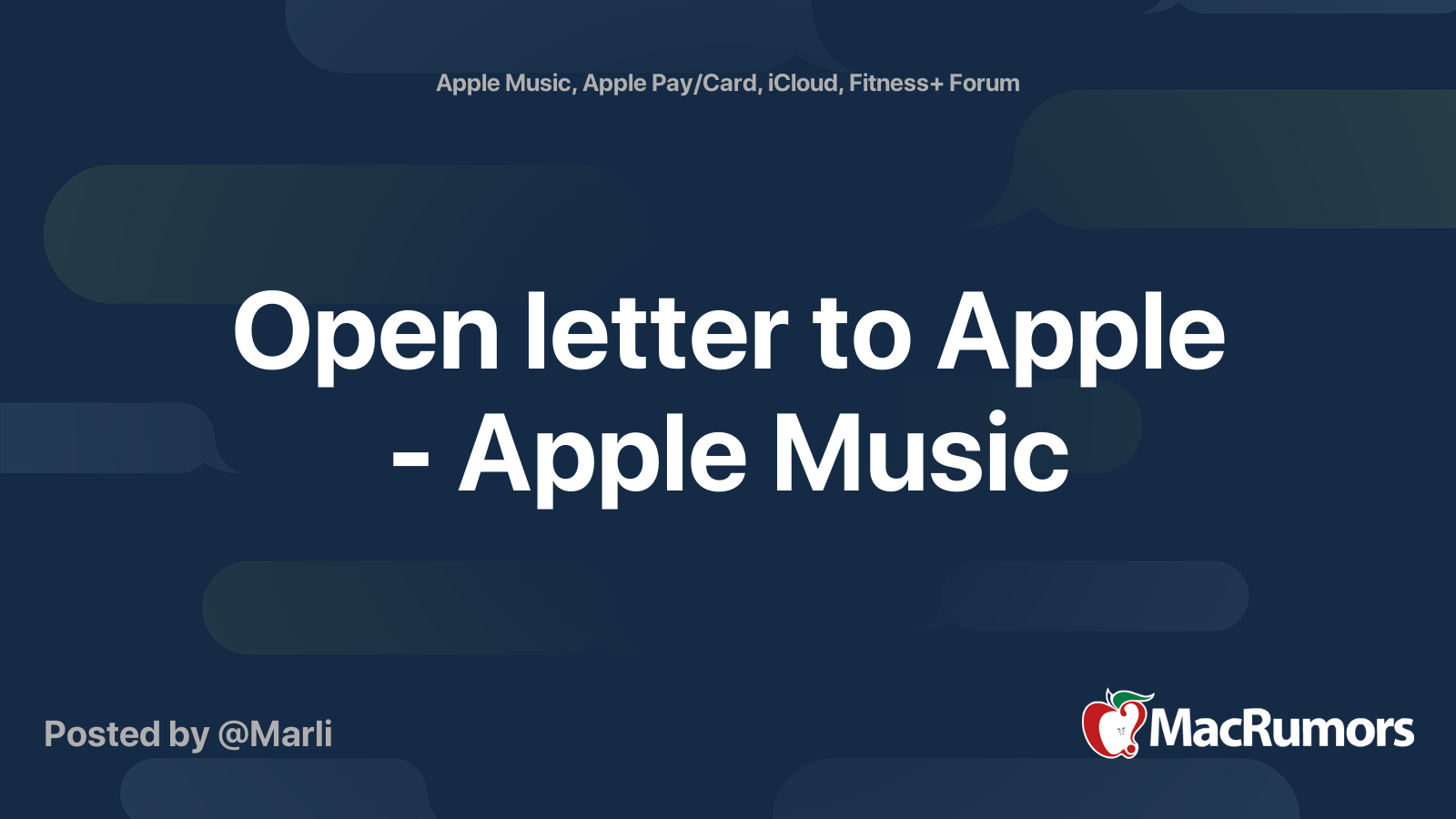 Open letter to Apple - Apple Music | MacRumors Forums