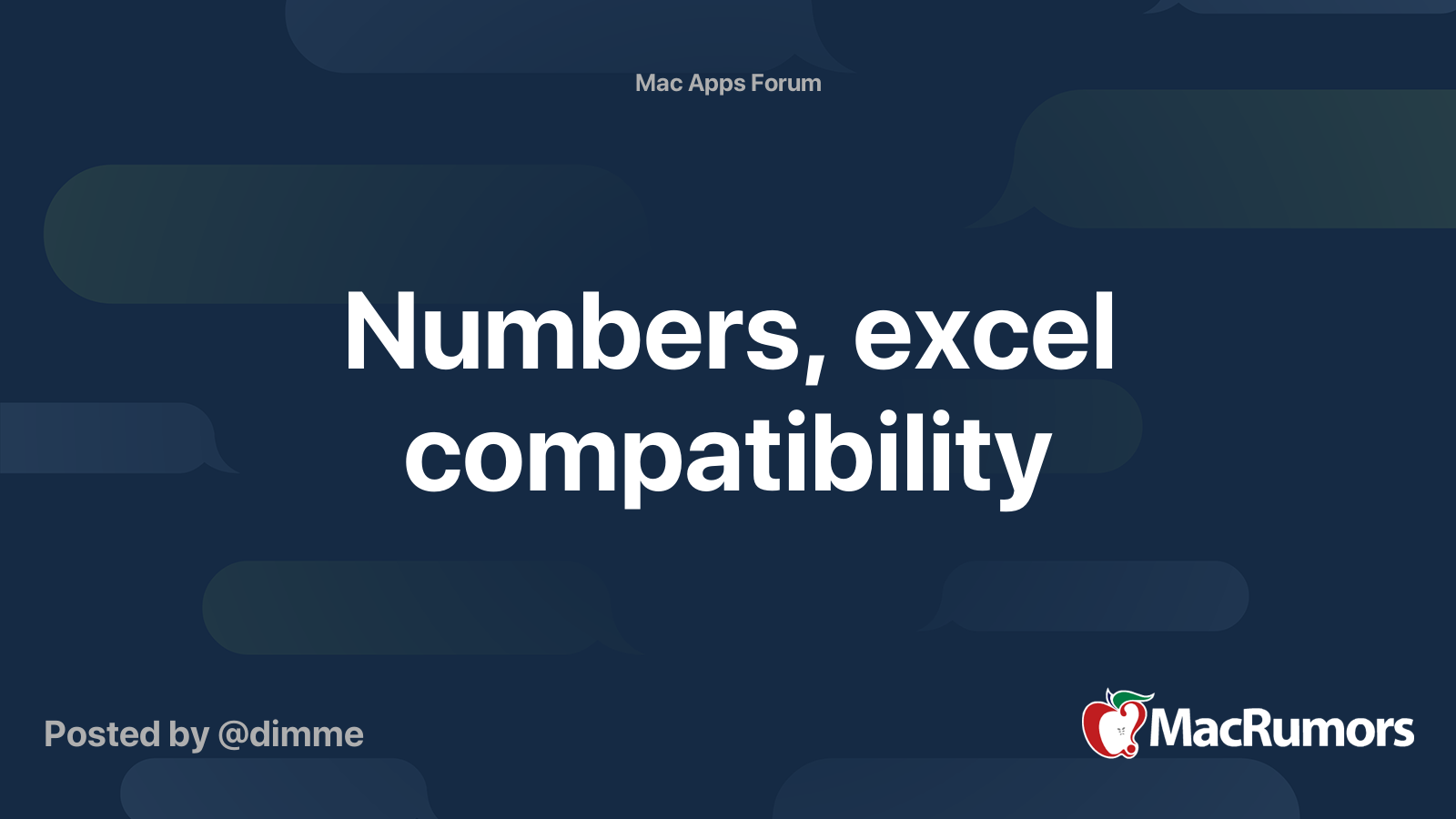 Numbers, excel compatibility | MacRumors Forums