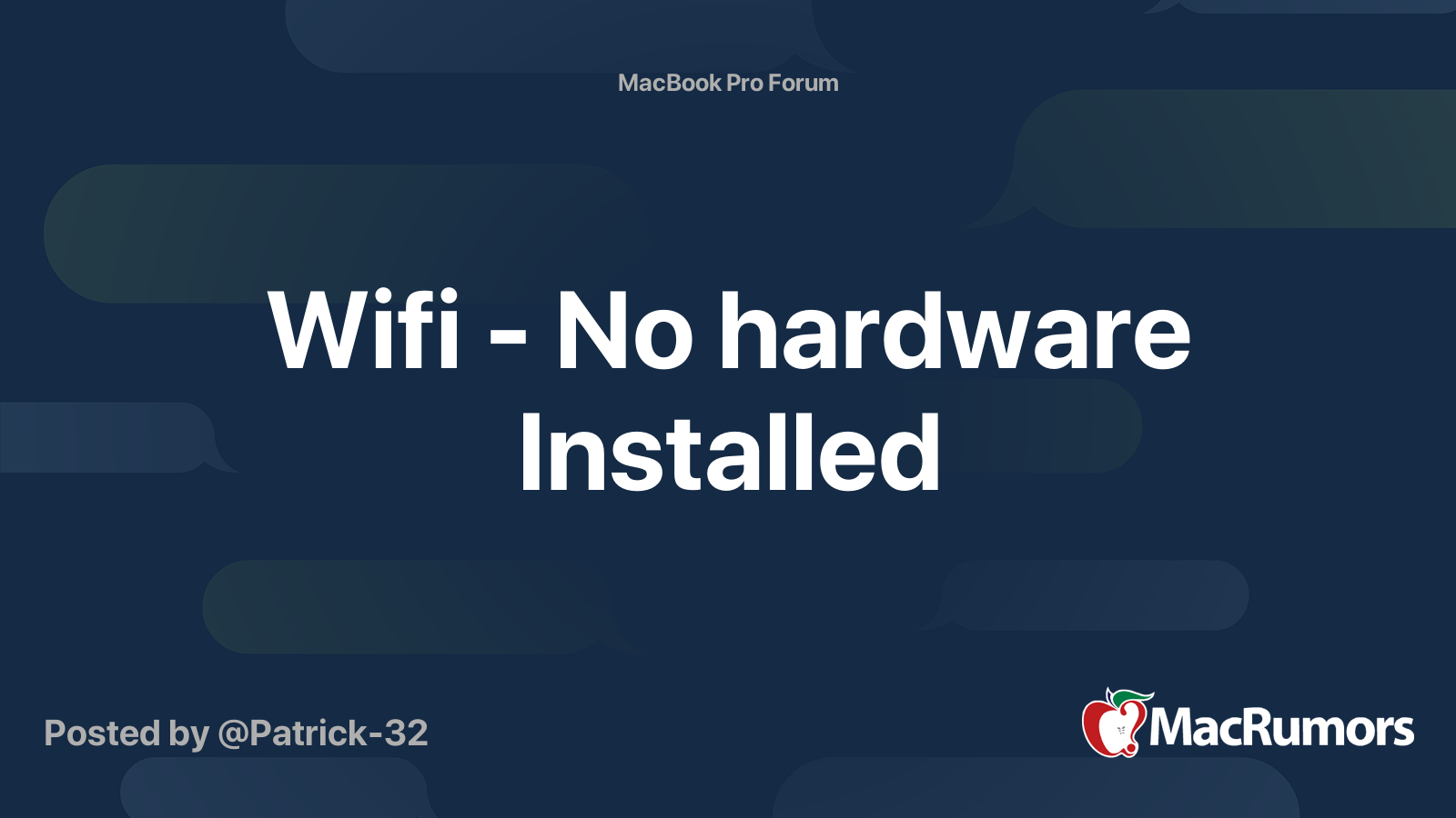 Wifi - No hardware Installed | MacRumors Forums