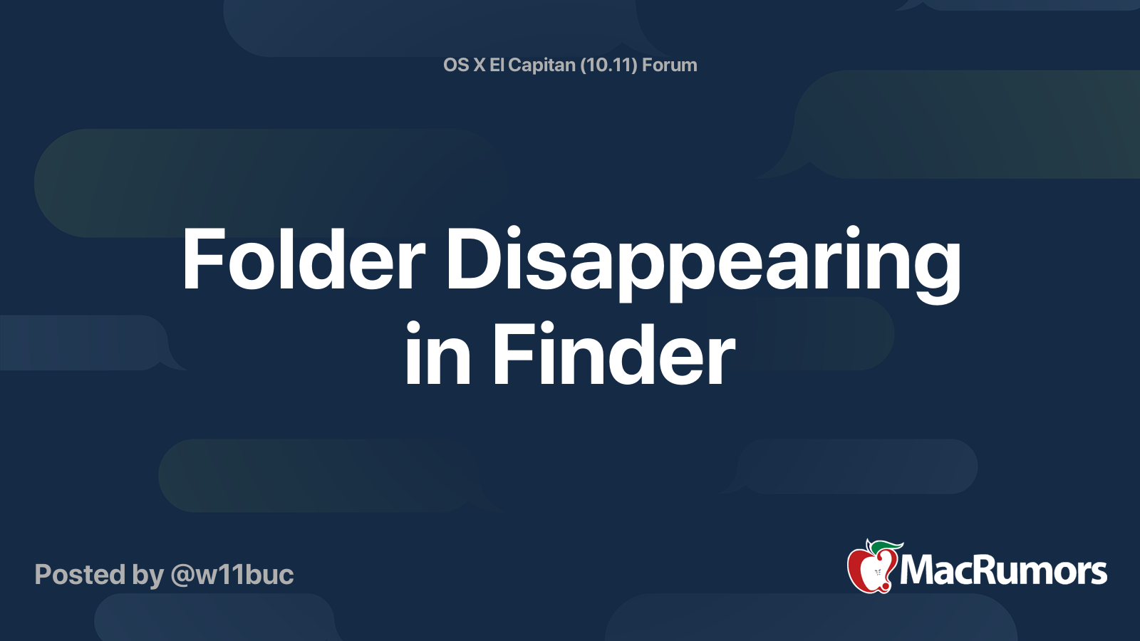 Folder Disappearing in Finder | MacRumors Forums