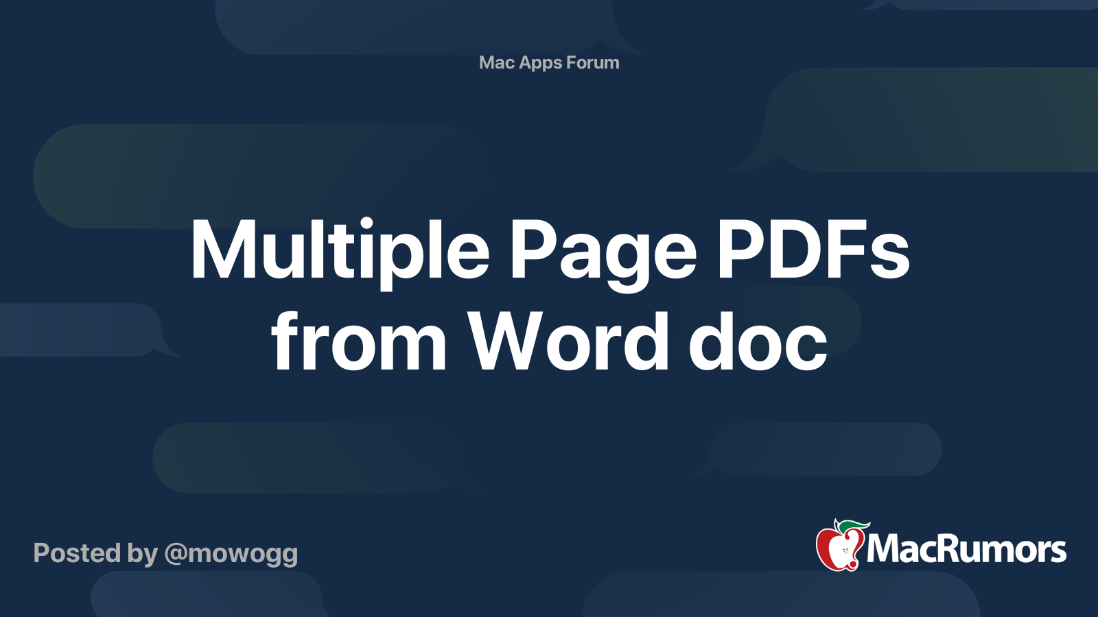 Multiple Page PDFs from Word doc | MacRumors Forums
