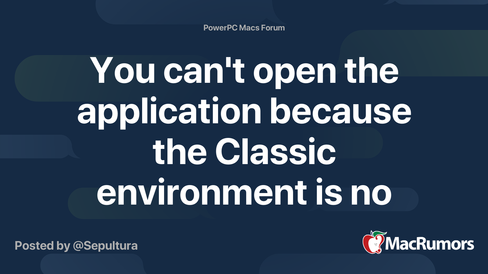 You can't open the application because the Classic environment is no ...