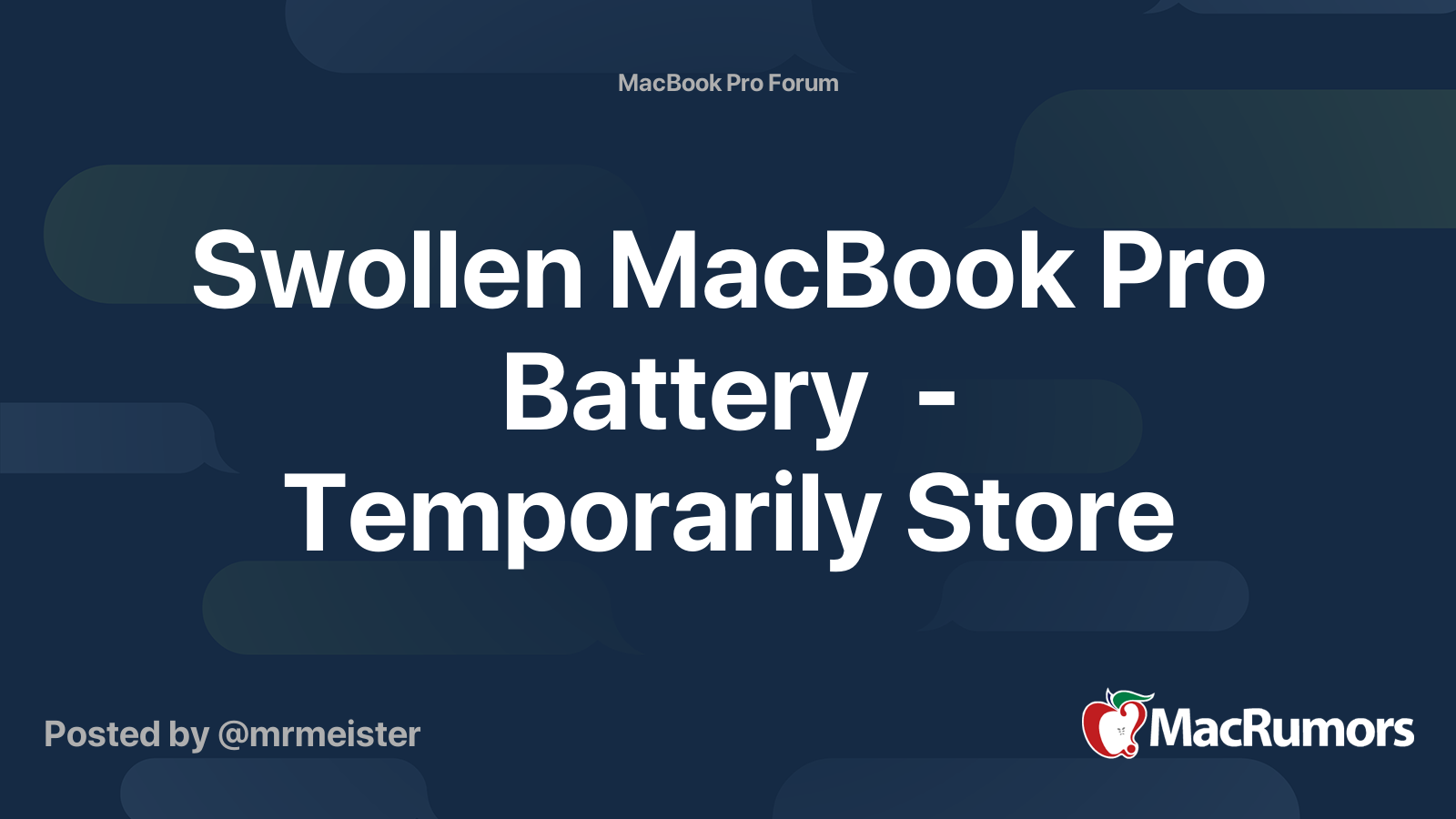 Swollen MacBook Pro Battery - Temporarily Store | MacRumors Forums