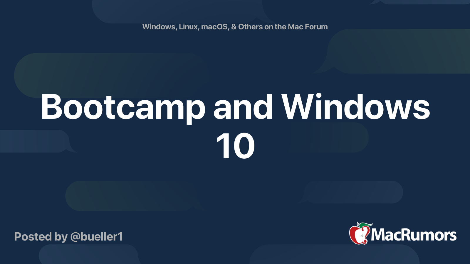 Bootcamp and Windows 10 | MacRumors Forums