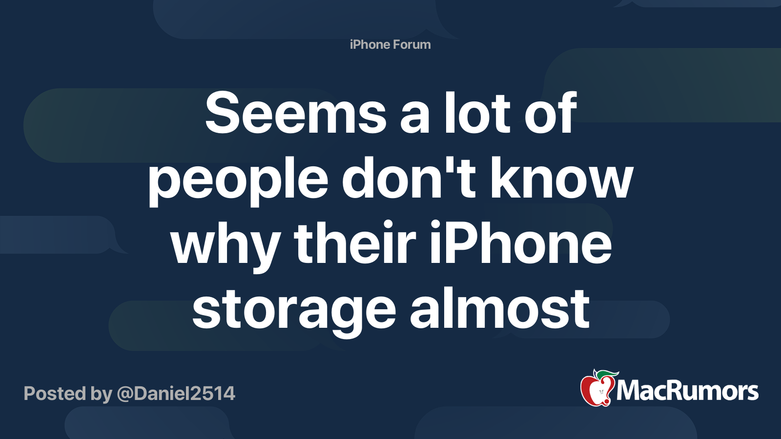 Seems a lot of people don't know why their iPhone storage almost full... | MacRumors Forums
