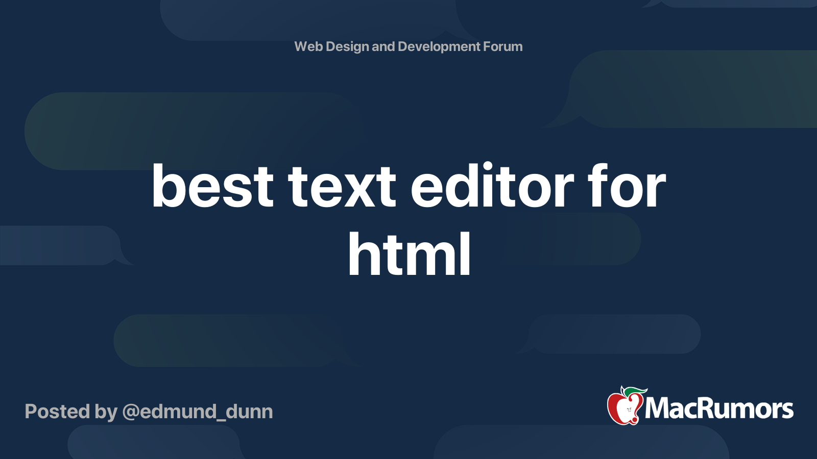 Best Text Editor For Html Macrumors Forums