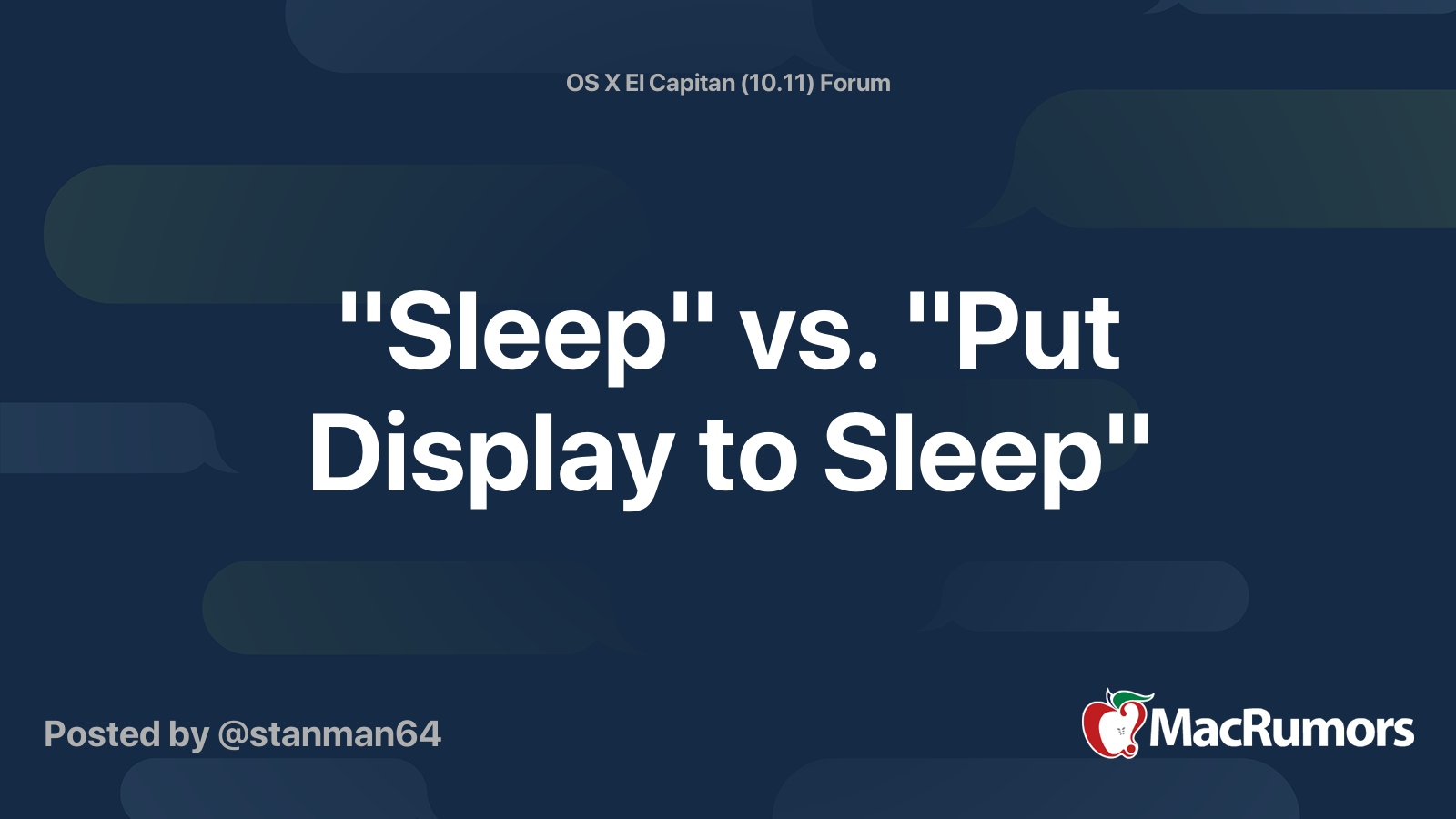 "Sleep" vs. "Put Display to Sleep" | MacRumors Forums