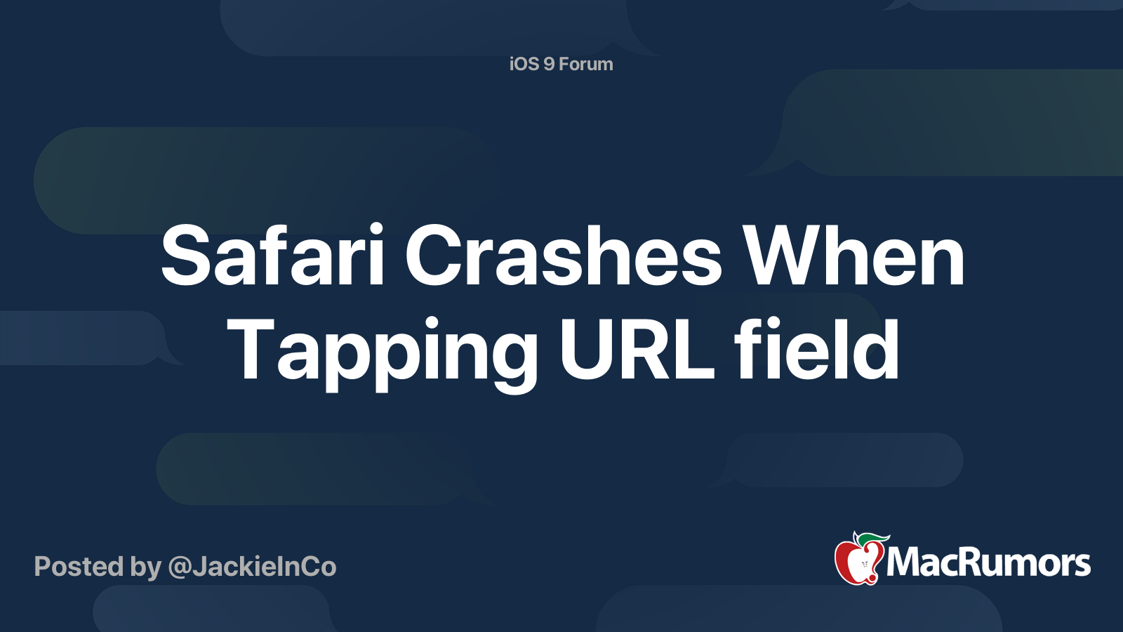 Safari Crashes When Tapping URL field | MacRumors Forums