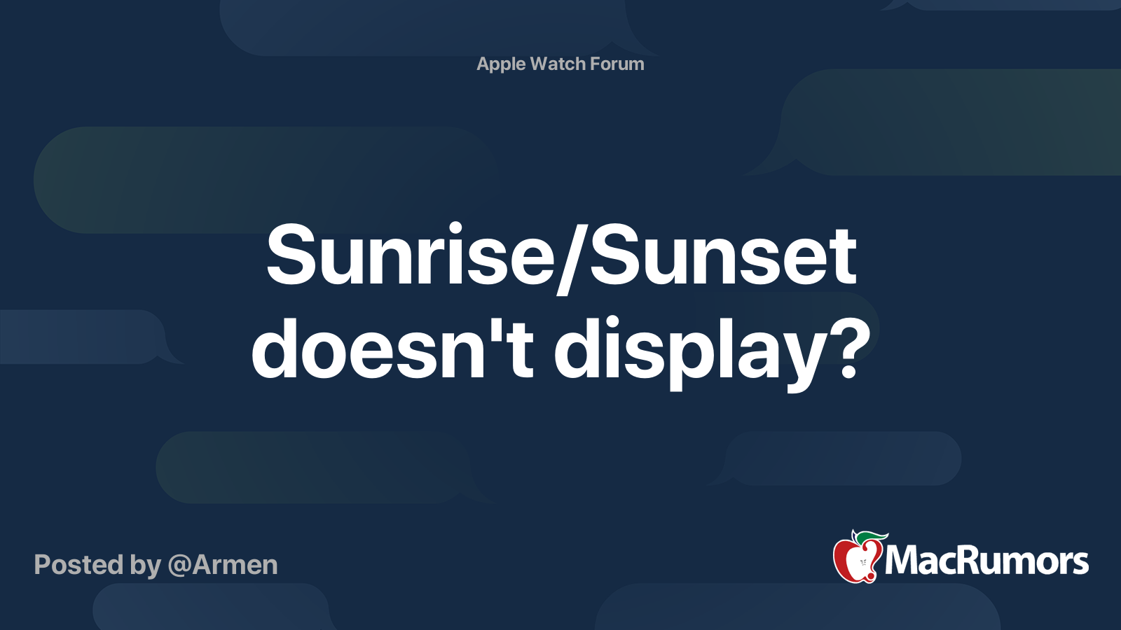 Sunrise/Sunset doesn't display? | MacRumors Forums