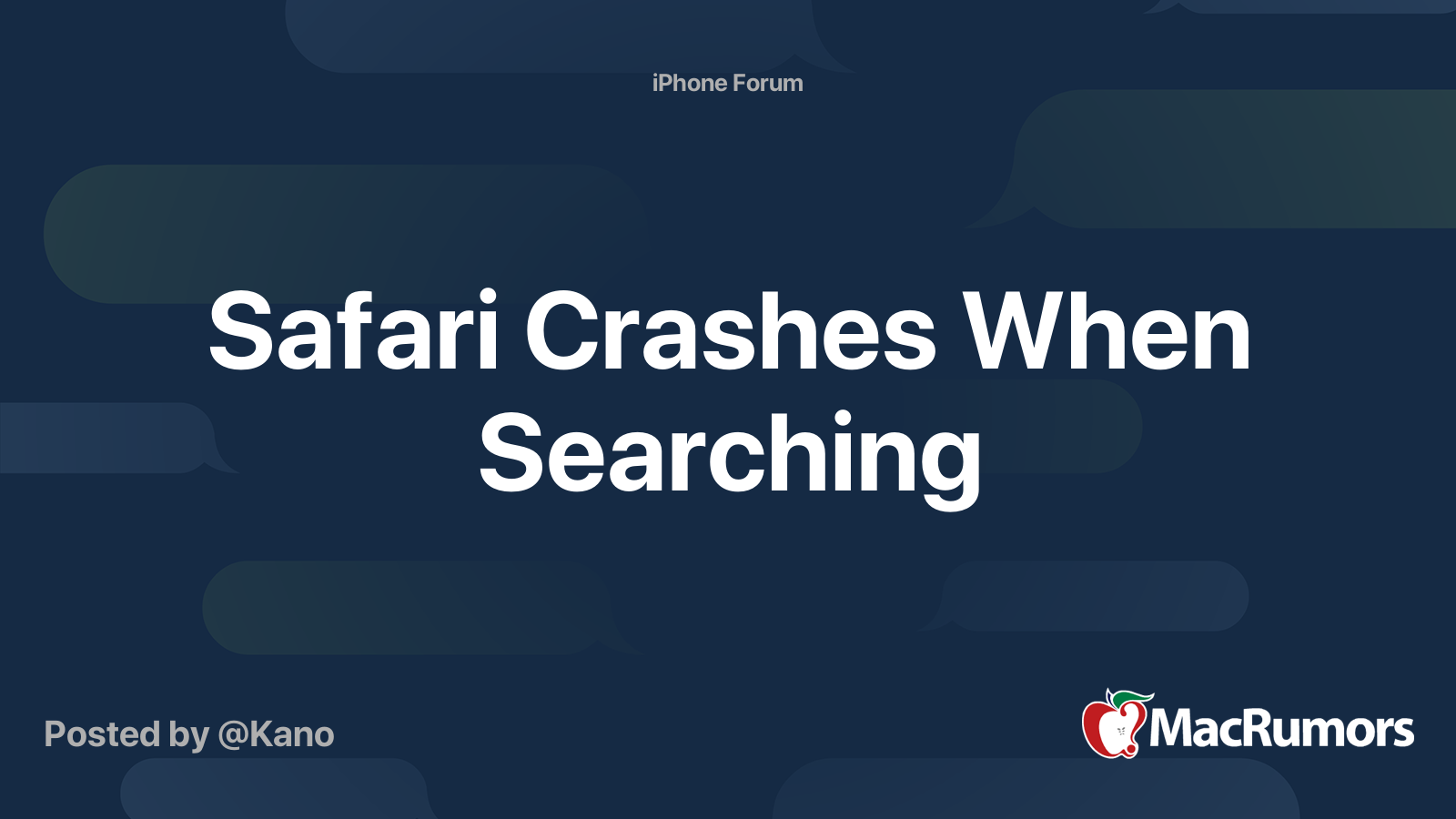 Safari Crashes When Searching | MacRumors Forums