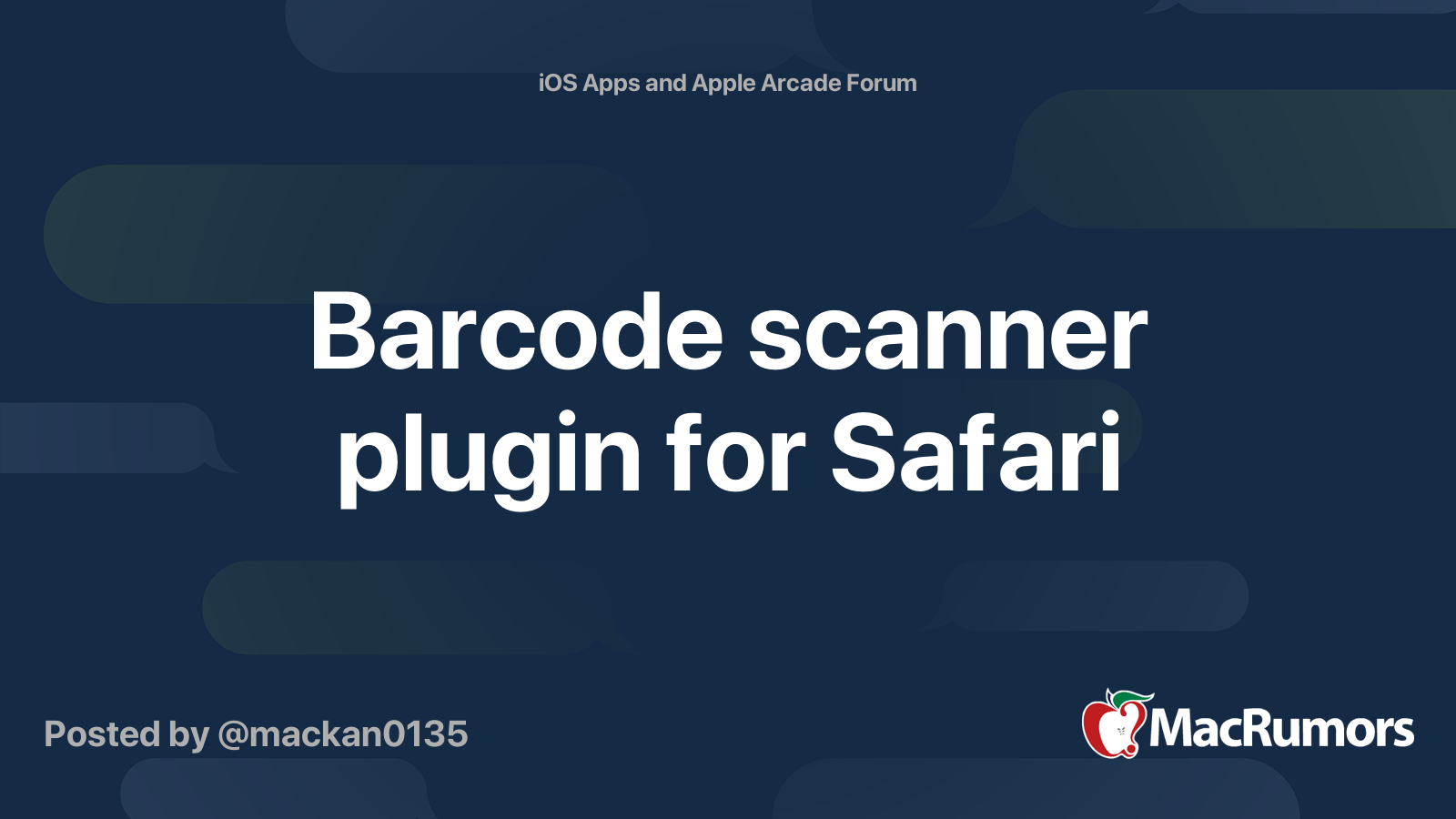 Barcode scanner plugin for Safari | MacRumors Forums