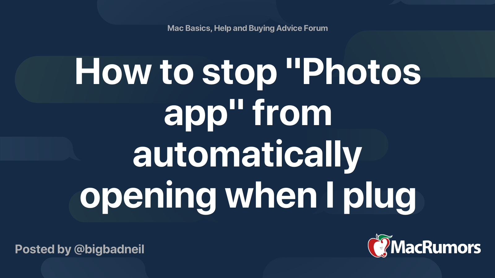 How to stop "Photos app" from automatically opening when I plug in an SD card | MacRumors Forums