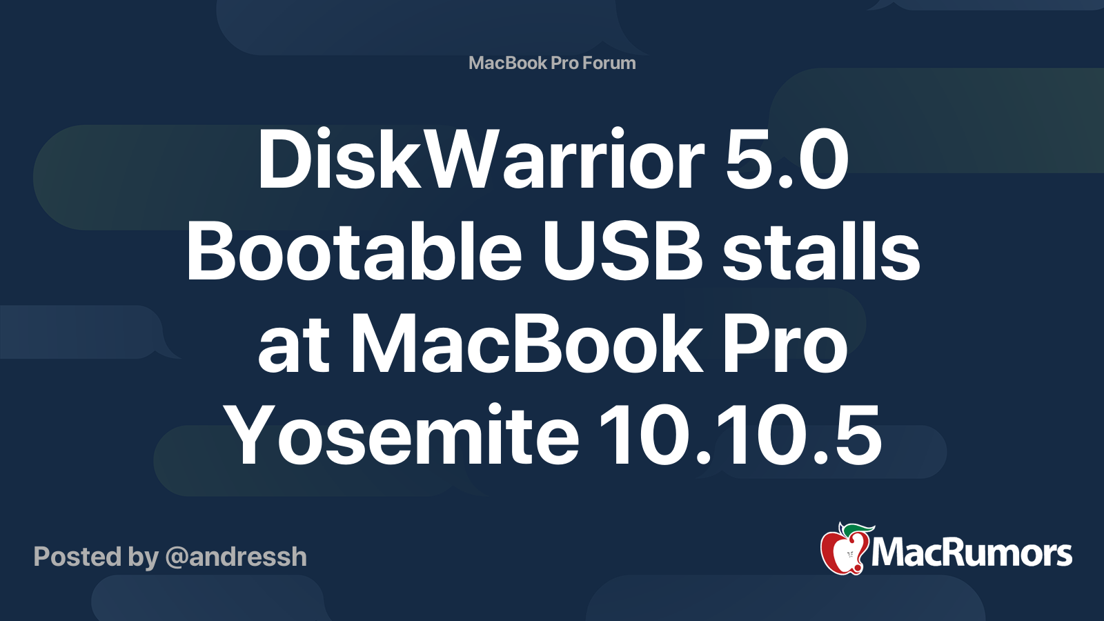 DiskWarrior 5.0 Bootable USB stalls at MacBook Pro Yosemite 10.10.5 restart | MacRumors Forums