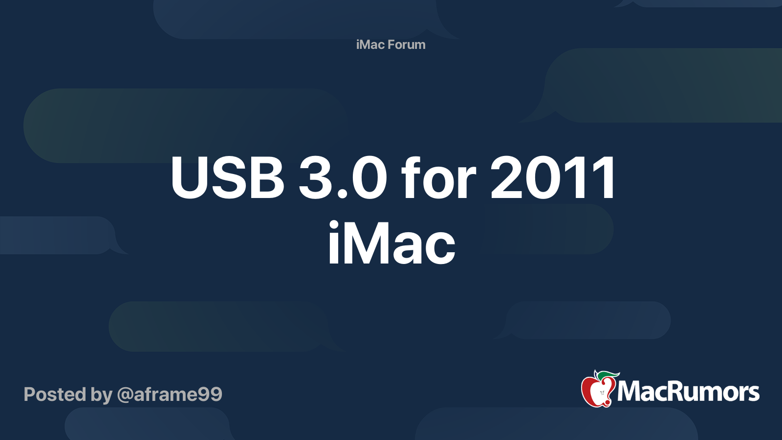 USB 3.0 for 2011 iMac | MacRumors Forums