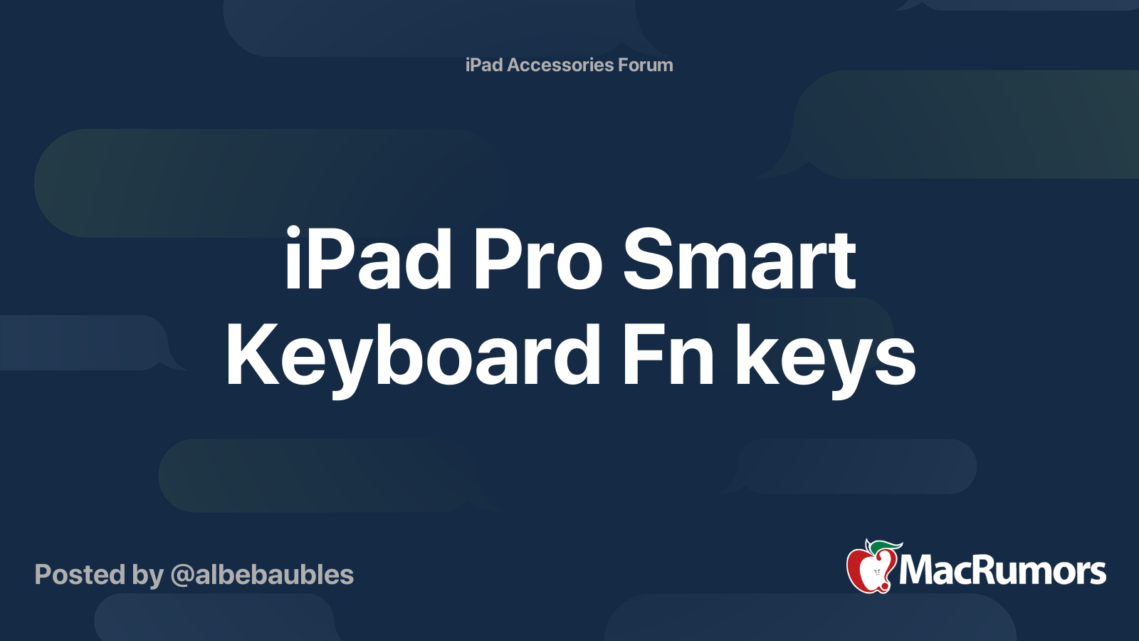iPad Pro Smart Keyboard Fn keys | MacRumors Forums