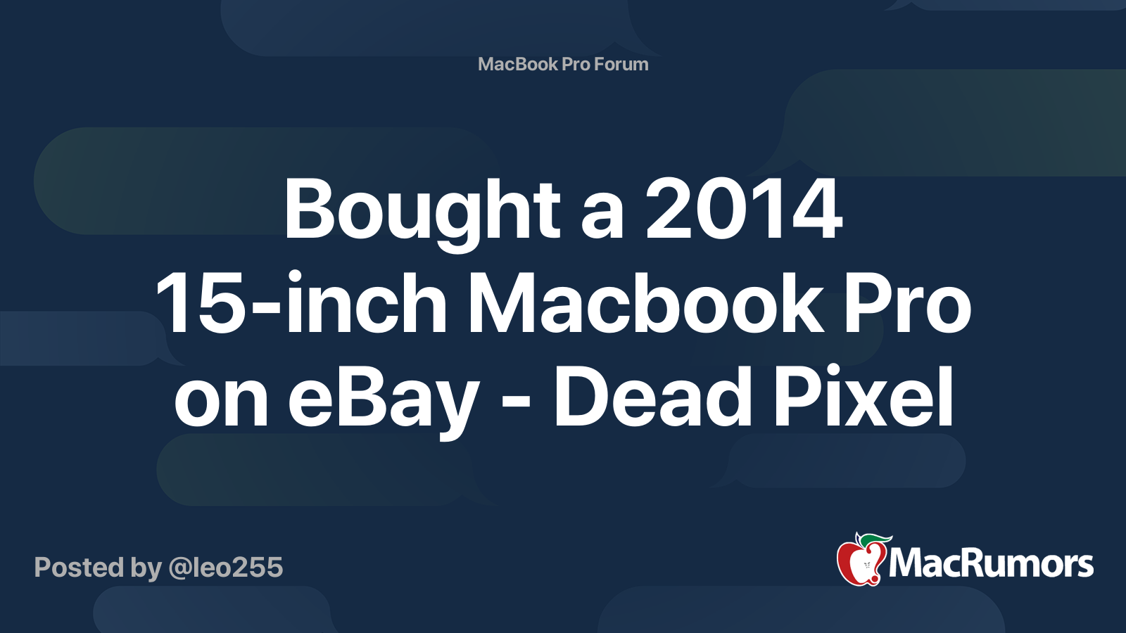 Bought a 2014 15-inch Macbook Pro on eBay - Dead Pixel | MacRumors Forums