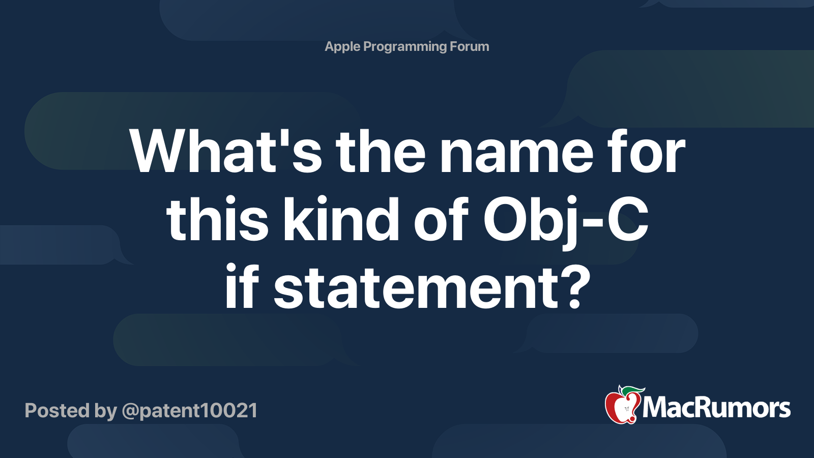 Whats The Name For This Kind Of Obj C If Statement Macrumors Forums 4471