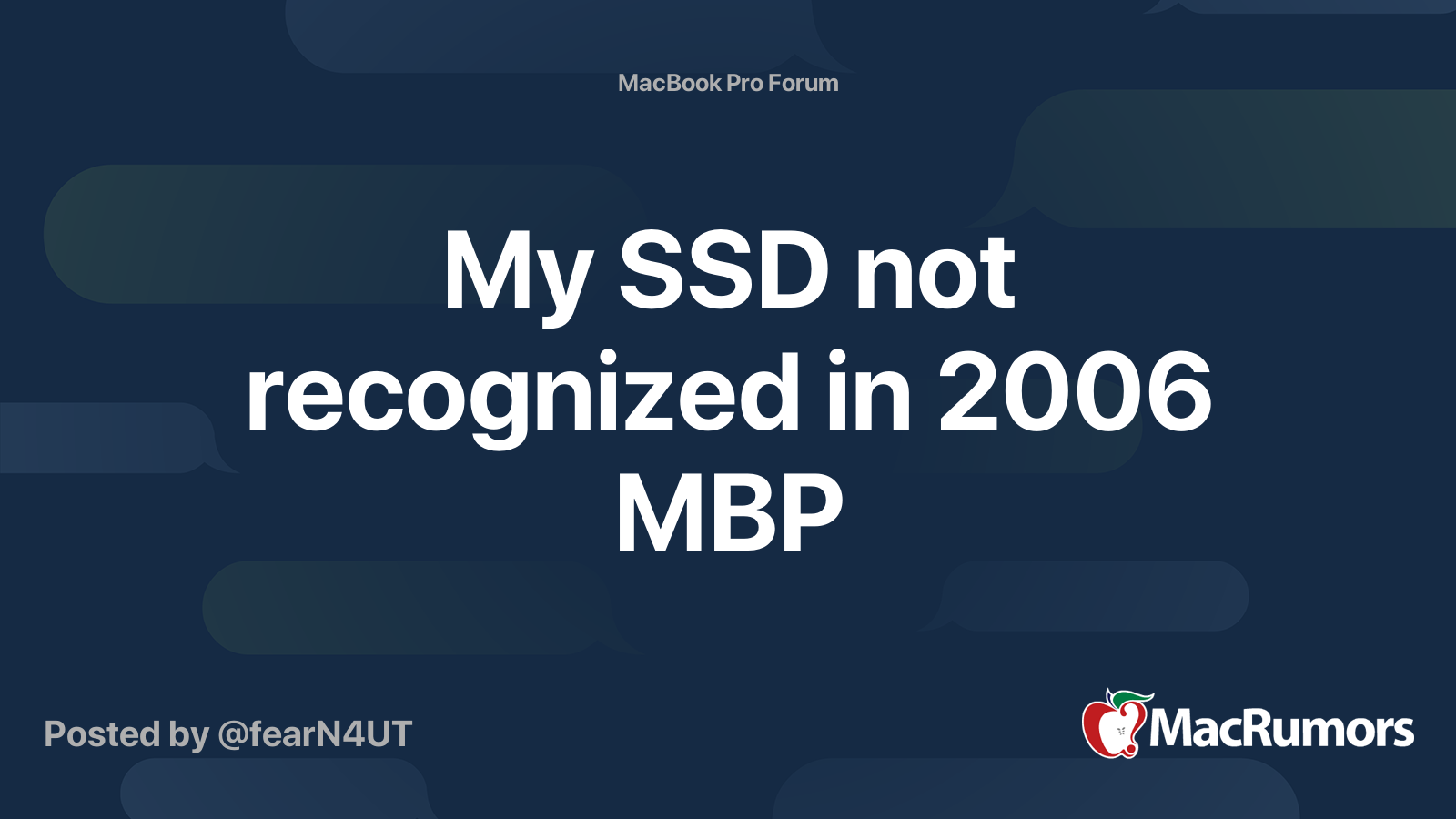 My SSD not recognized in 2006 MBP | MacRumors Forums