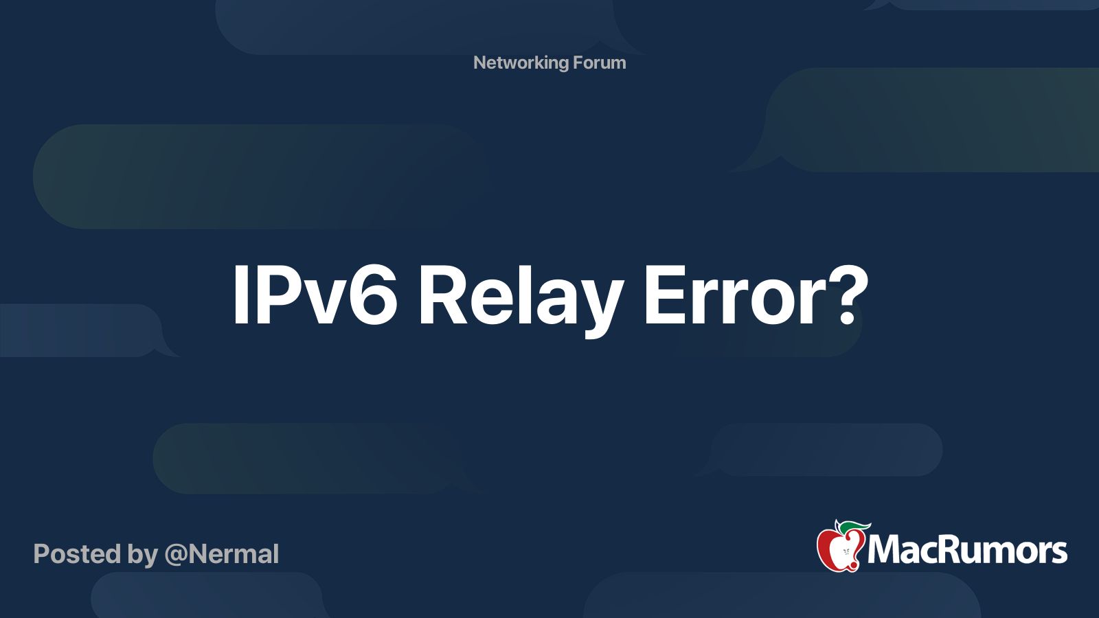 IPv6 Relay Error? | MacRumors Forums