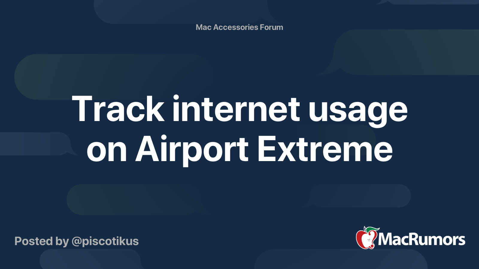 Track internet usage on Airport Extreme | MacRumors Forums