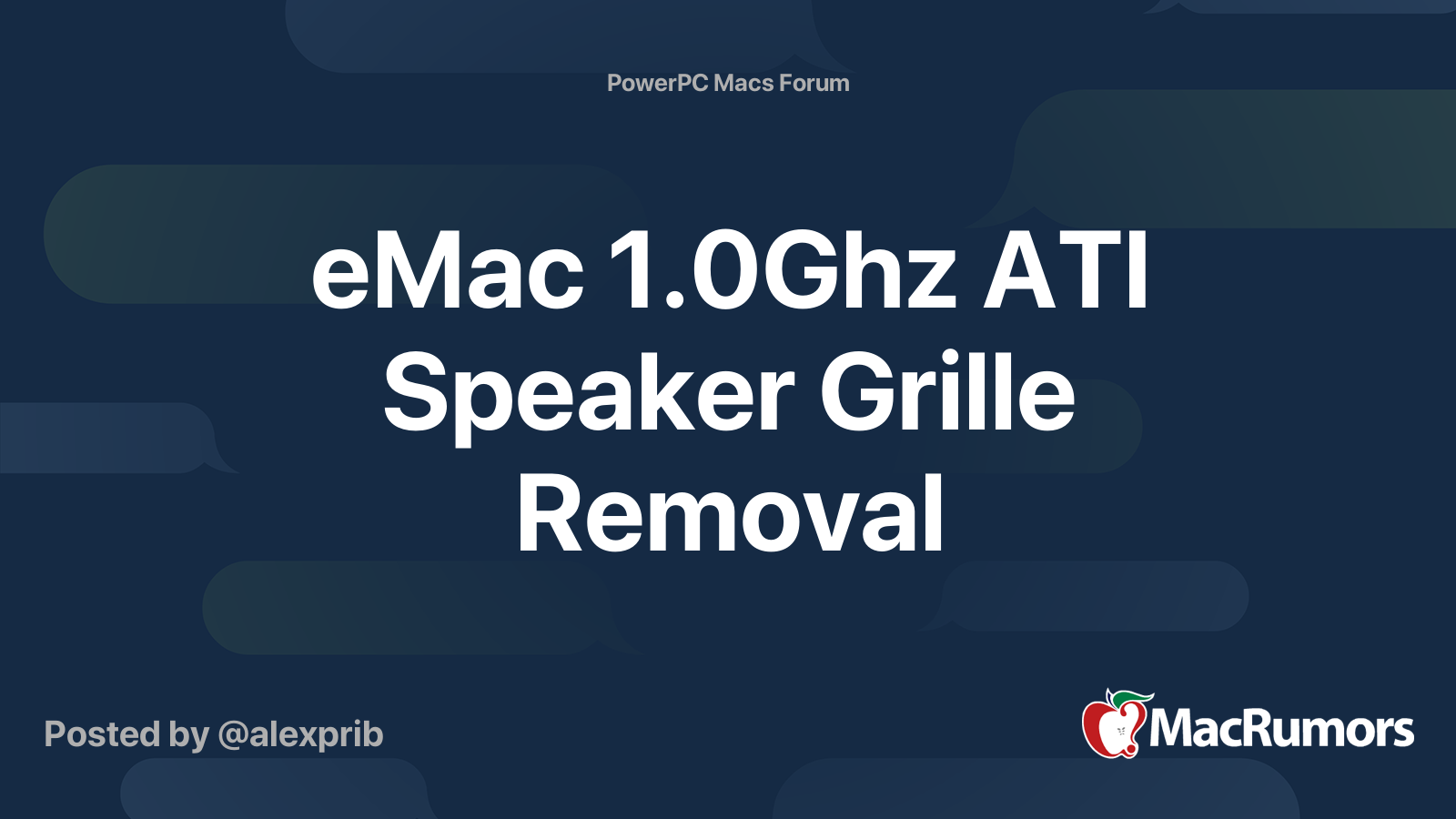 eMac 1.0Ghz ATI Speaker Grille Removal | MacRumors Forums