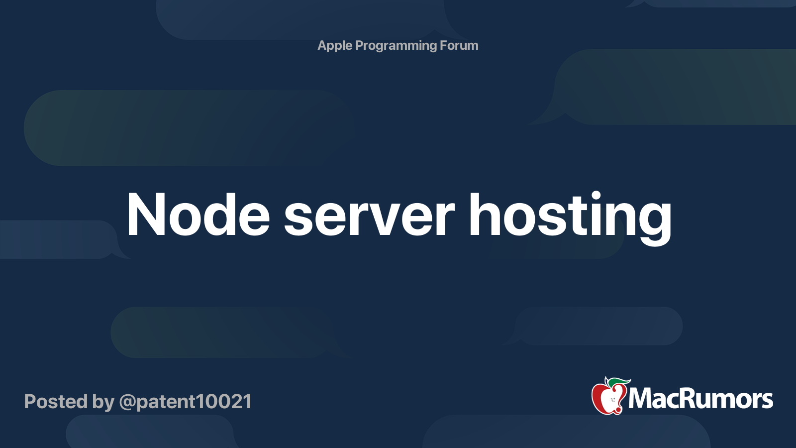 Node server hosting | MacRumors Forums