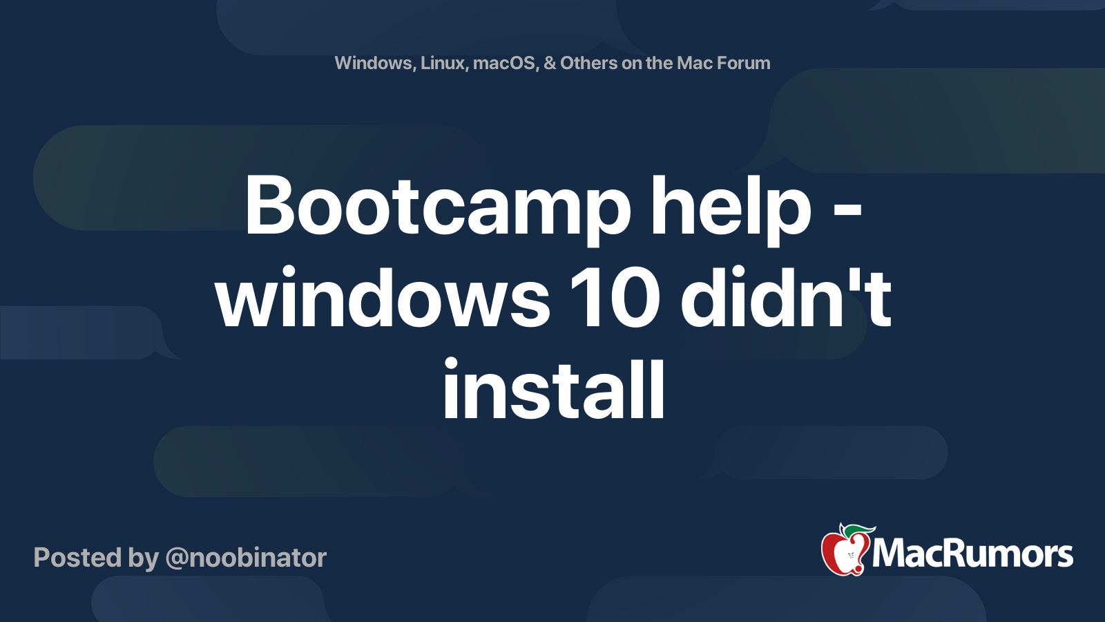 Bootcamp help - windows 10 didn't install | MacRumors Forums