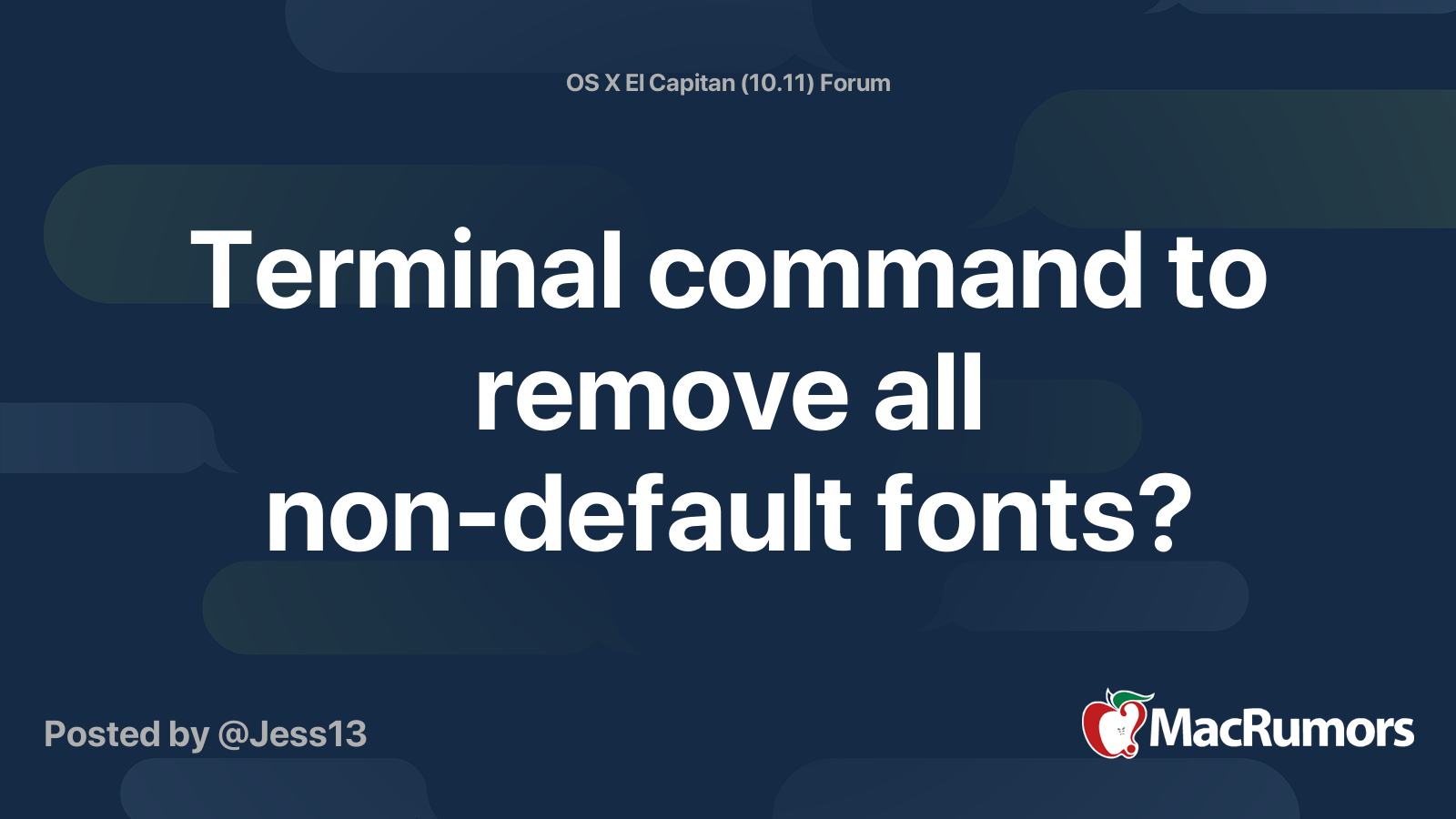 Terminal command to remove all non-default fonts? | MacRumors Forums