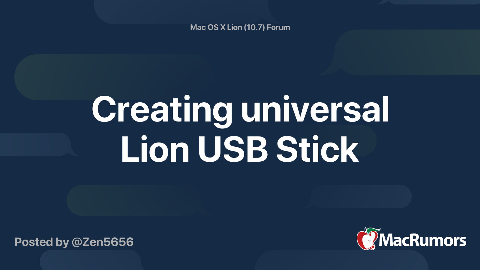 Creating universal Lion USB Stick | MacRumors Forums