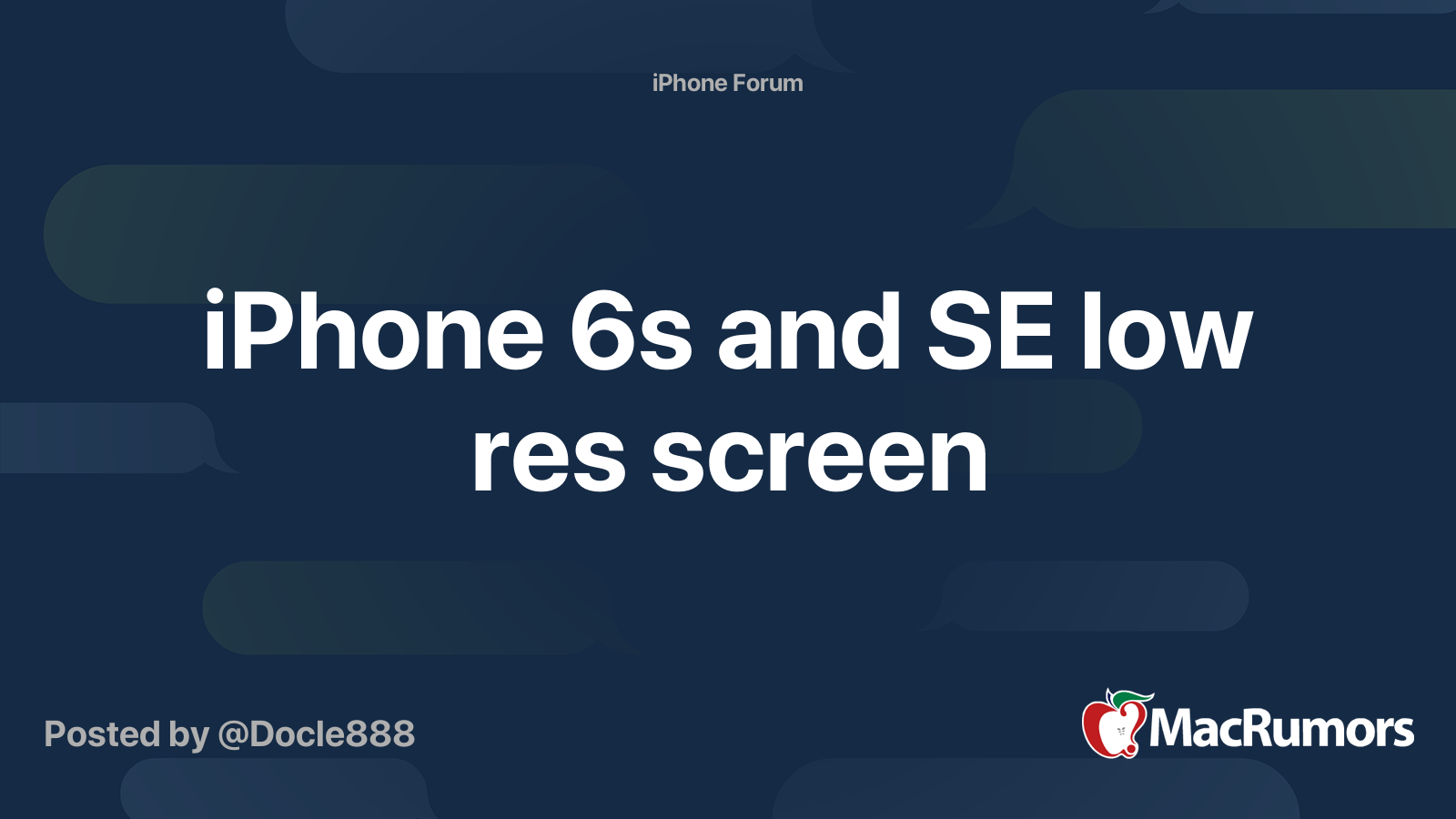 iPhone 6s and SE low res screen | MacRumors Forums