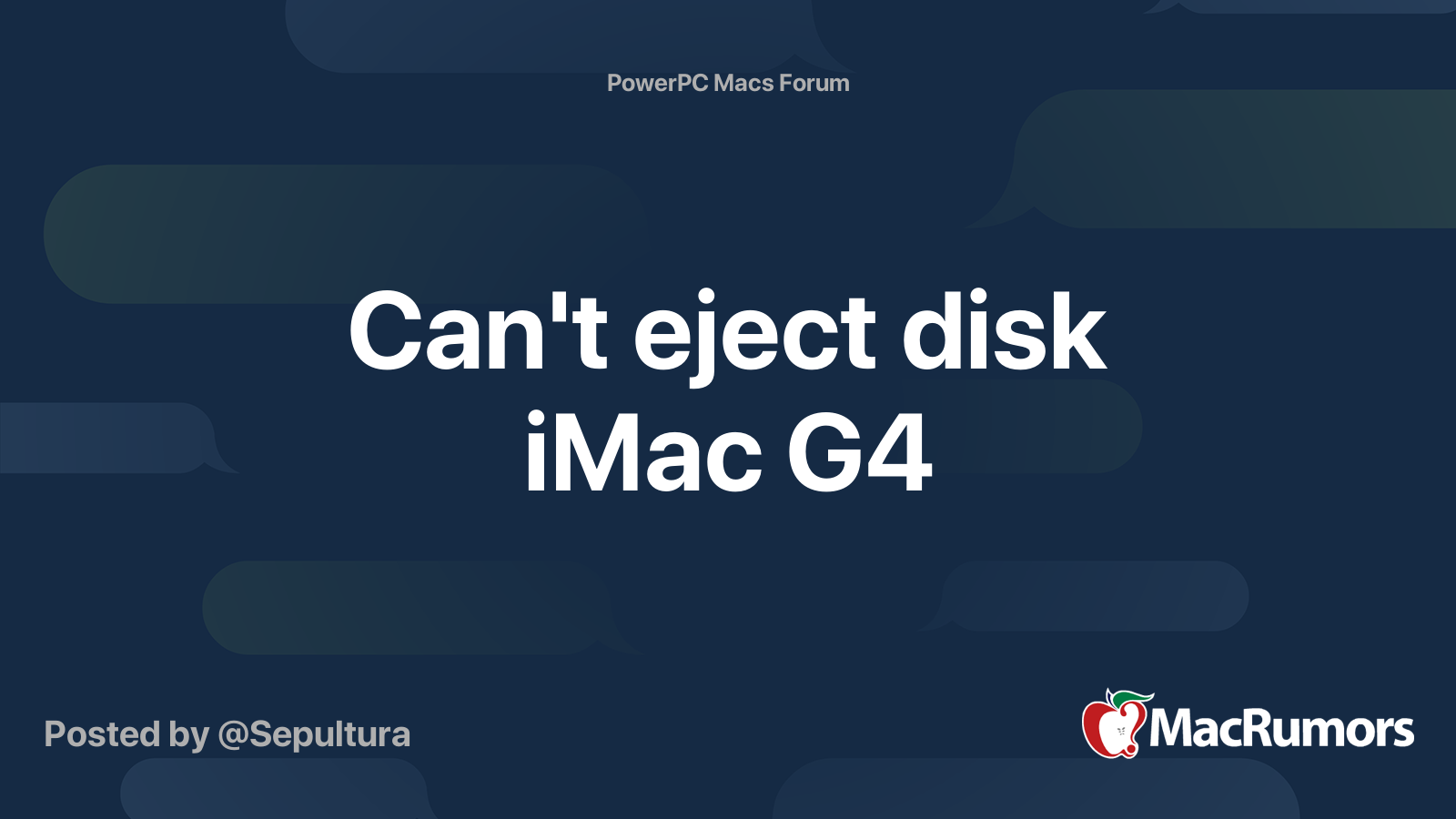 Can't eject disk iMac G4 | MacRumors Forums