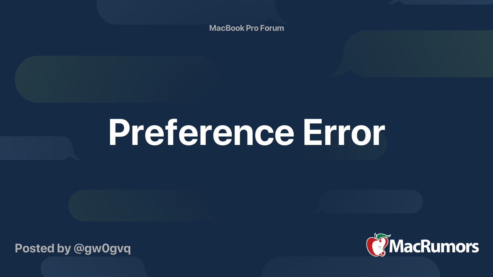 Preference Error | MacRumors Forums