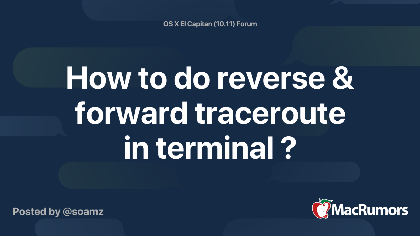 How to do reverse & forward traceroute in terminal ? | MacRumors Forums