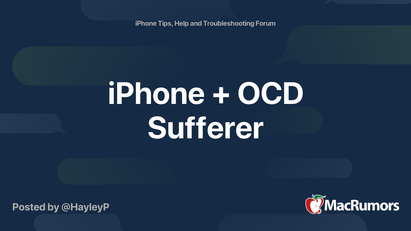 iPhone + OCD Sufferer | MacRumors Forums