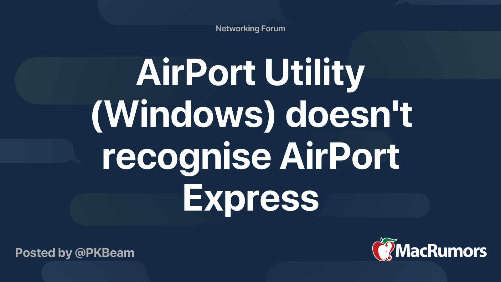 AirPort Utility (Windows) doesn't recognise AirPort Express | MacRumors ...