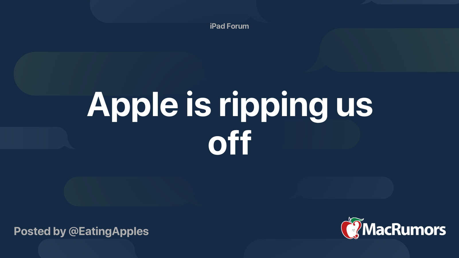 Apple is ripping us off | MacRumors Forums