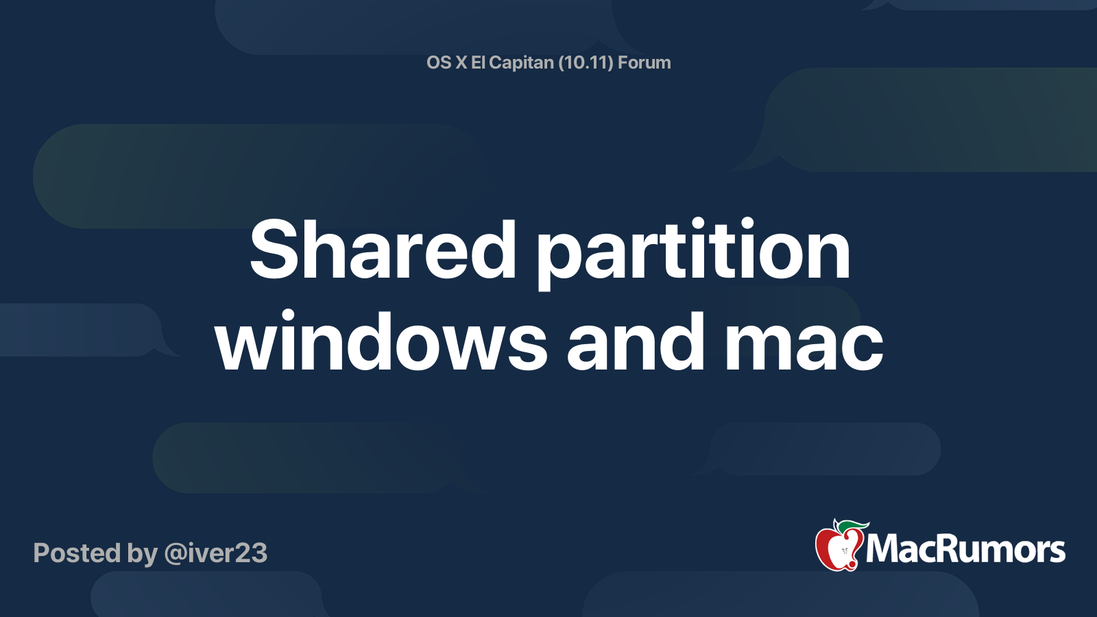 Shared partition windows and mac | MacRumors Forums