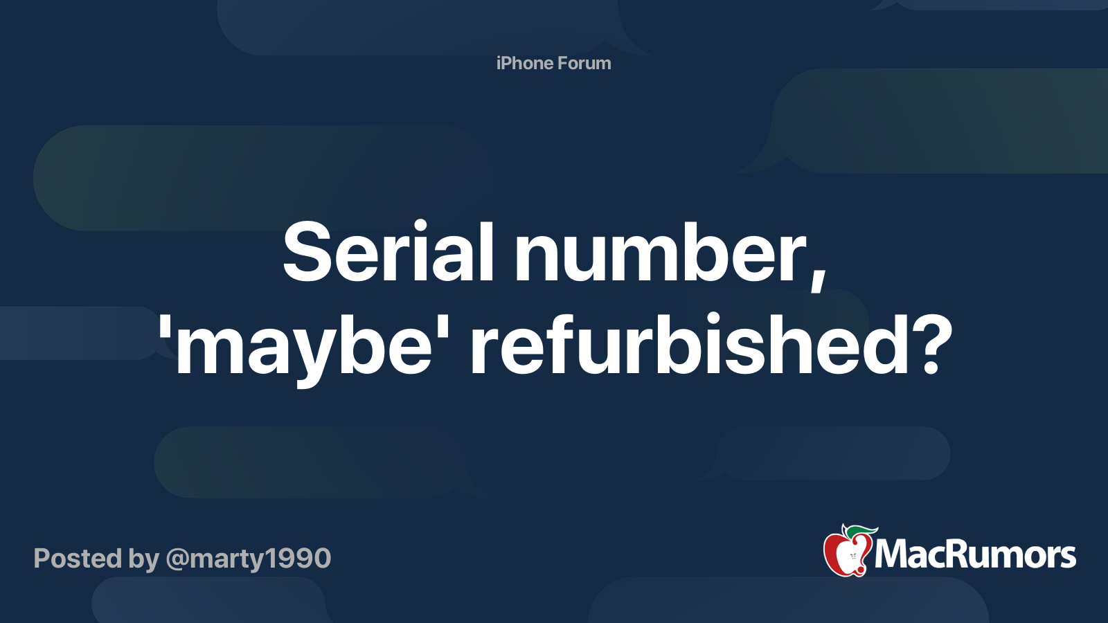 Serial number, 'maybe' refurbished? | MacRumors Forums