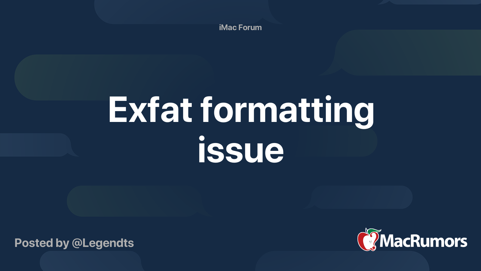 Exfat formatting issue | MacRumors Forums