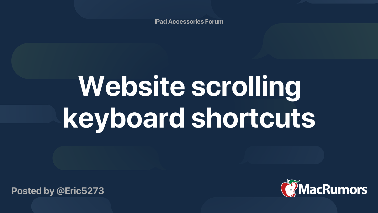 Website scrolling keyboard shortcuts | MacRumors Forums