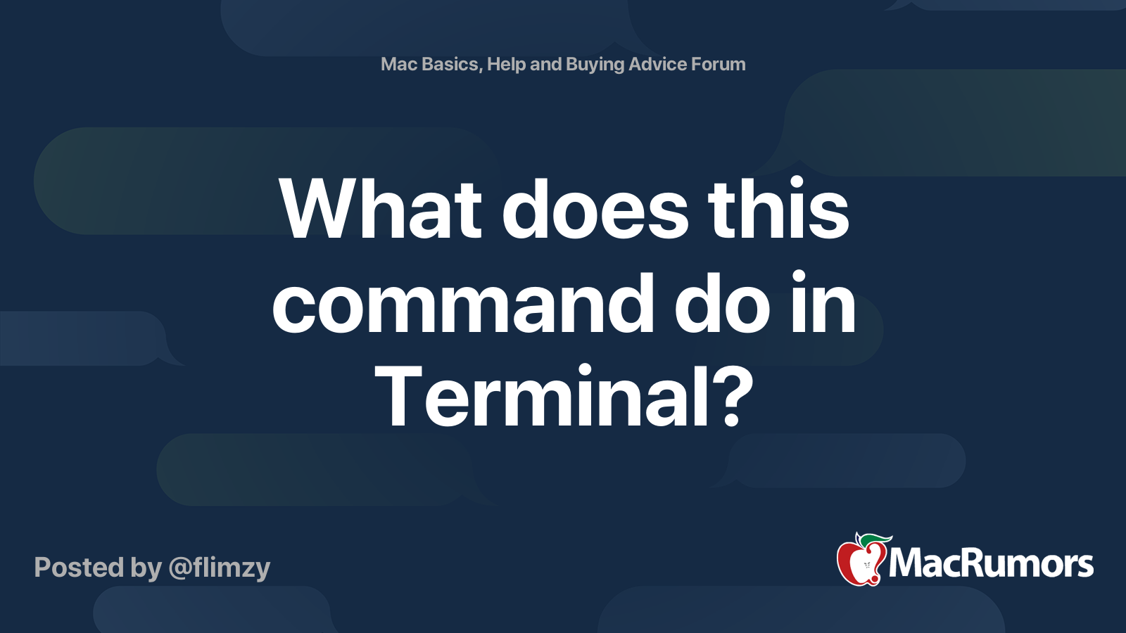 What does this command do in Terminal? | MacRumors Forums