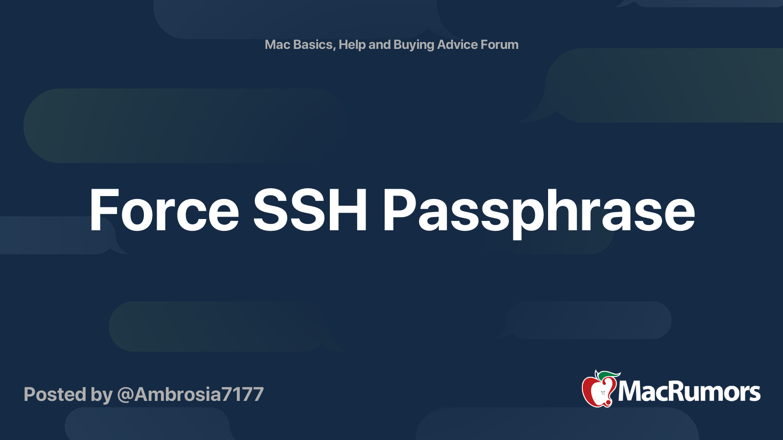 Force Ssh Passphrase Macrumors Forums