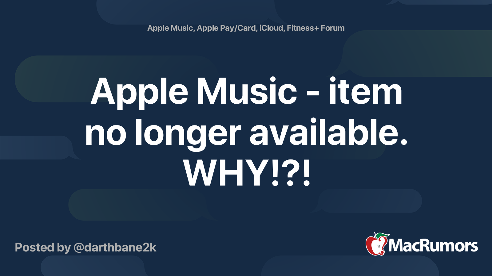 Apple Music - item no longer available. WHY!?! | MacRumors Forums