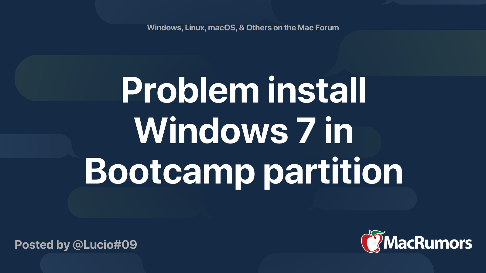 Problem install Windows 7 in Bootcamp partition | MacRumors Forums